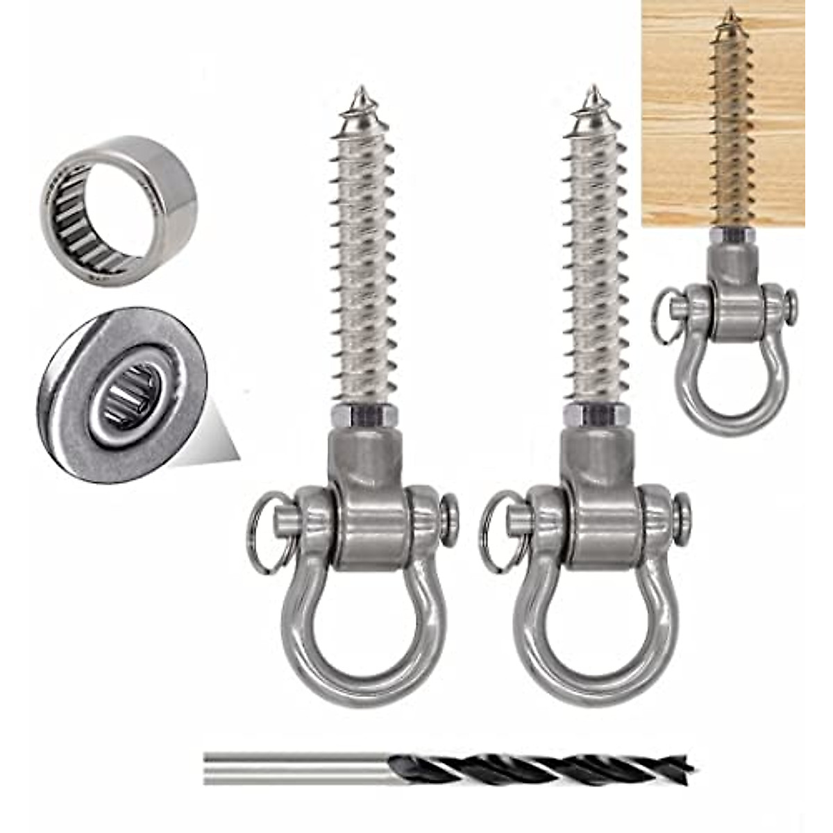 Dakzhou 2 Permanent Anti Rust Bearing Hanger Heavy Duty, 1500 LBS, 180° Swing Hardware, for Yoga Hammock Chair sandbag Playground Accessories