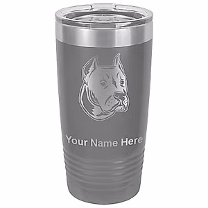 LaserGram 20oz Vacuum Insulated Tumbler Mug, Dogo Argentino, Personalized Engraving Included (Gray)