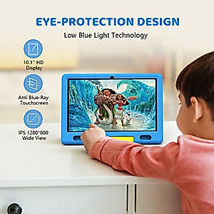 Cheerjoy Kids Tablet 10 inch, Android 12 Tablet for Kids with Parent Control, Kidoz Pre-Installed, 2GB+32GB, 6000mAh Dual Camera WiFi Bluetooth Tablet, Children Tablet with Shock-Proof Case (Blue)