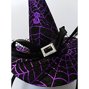 WINZIK Children Halloween Headwear Mini Pointy Witch Hat Cute Hair Hoop Hairband Accessories Cosplay Party Props Decoration (1#)