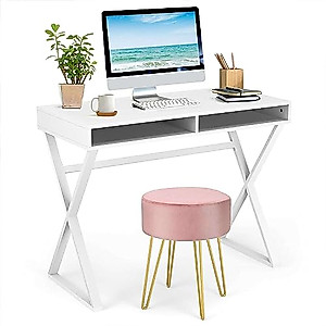 KJNS Vanity Table Set Writing Desk Makeup Table w/Round Velvet Stool Pink Vanity Desk Makeup Vanity Side Tables Bedroom Vanity Table Portable Desk Vanity Set