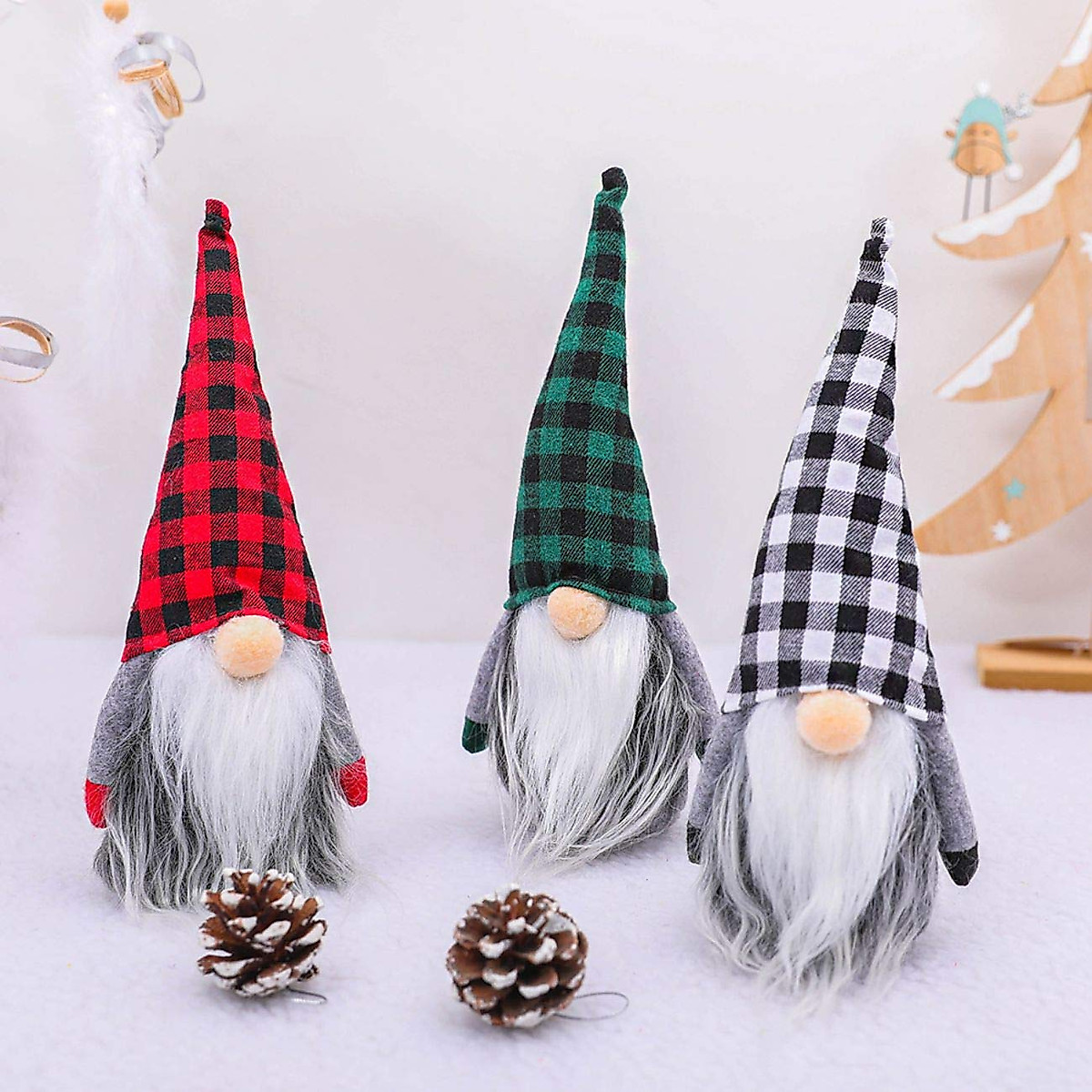 FFPTBNYX Gnomes Christmas Decorations 3PC Handmade Santa Scandinavian Tomte Plush Gnom, Home Tabletop Ornaments Christmas Gnome Decor for Adults.