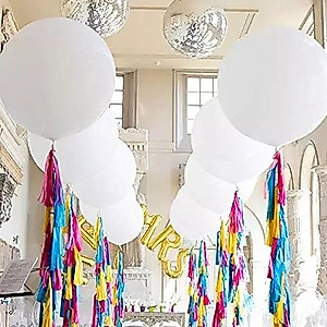 Giant Balloons 36-Inch White Balloons (Premium Helium Quality) Pkg/6, for Birthdays Wedding Photo Shoot and Festivals Christmas and Event Decorations