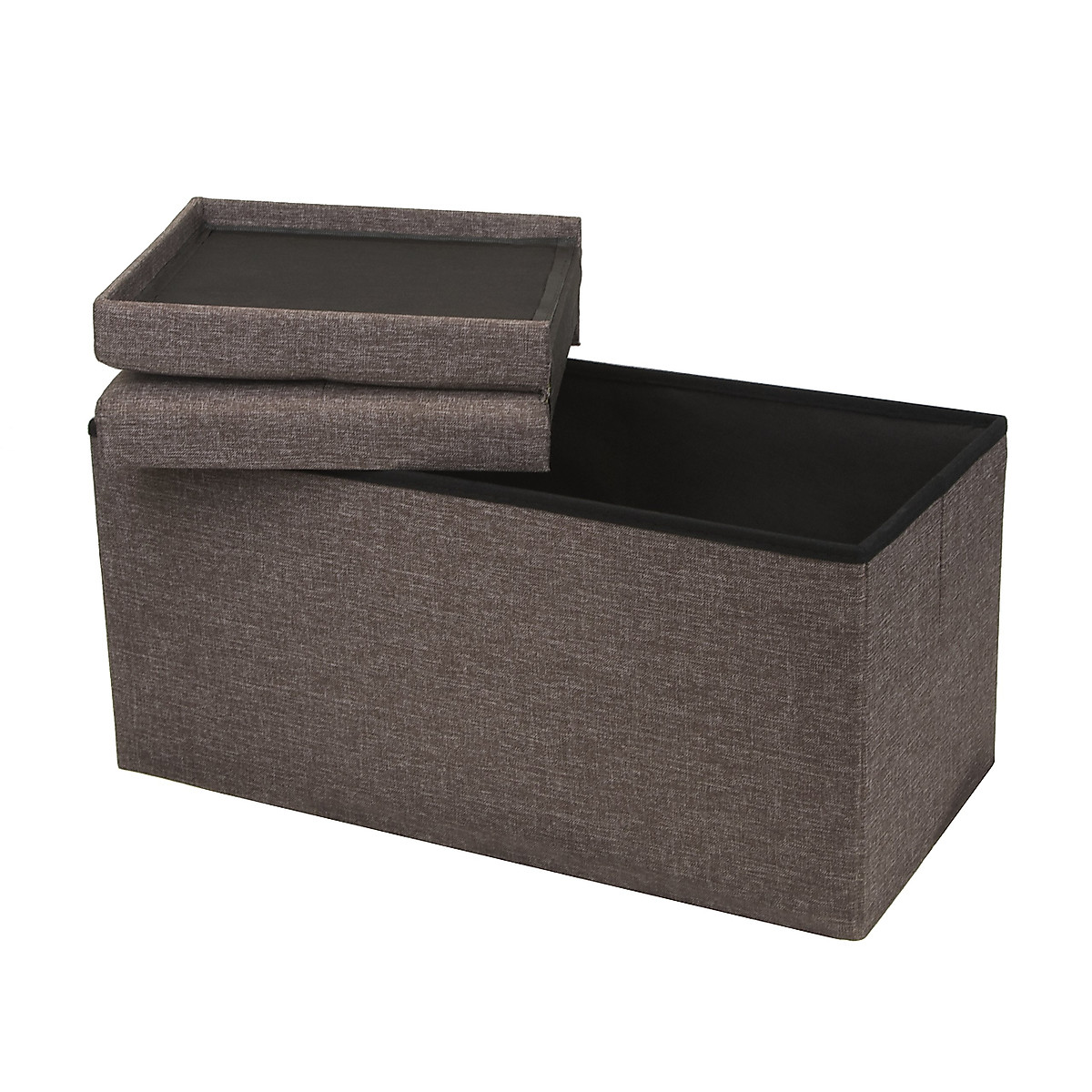 Otto & Ben 30" Storage Ottoman with SMART LIFT Top, Upholstered Tufted Bench, Foot Rest, Brown