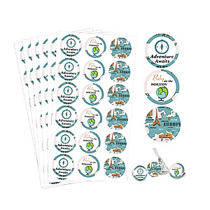 SMARSTICKER 0.75 inch Adventure Awaits Baby Shower Kiss Favors Sticker Labels Gender Neutral Party Circle Chocolate Drop for Baby Favors,Envelope Seals,Goodie Bags, Boxes 300pcs, Blue