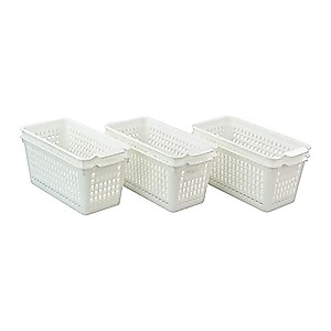 Fiazony 6-Pack Plastic Office Desktop Trays Basket Storage, White, F