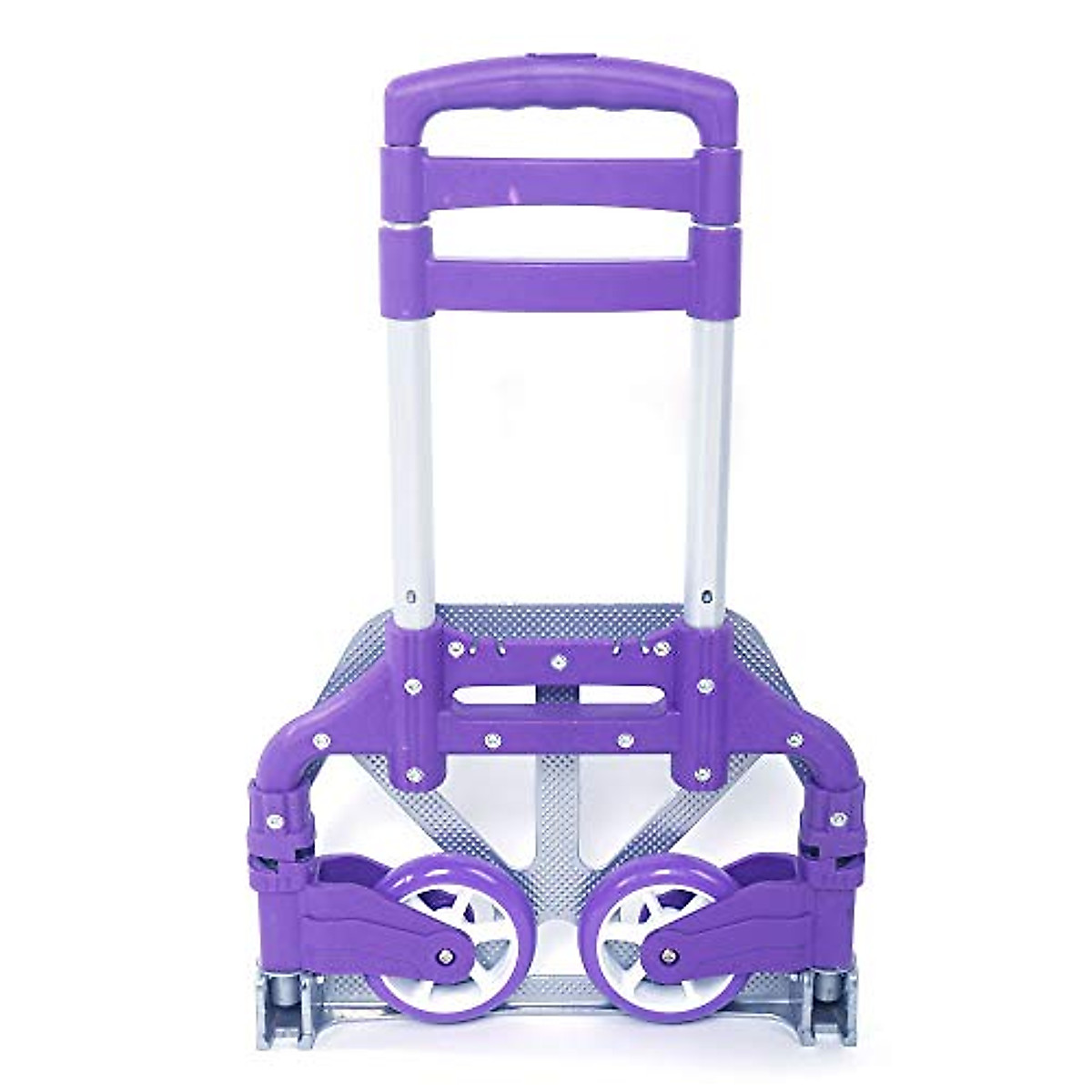 Aluminium Portable Folding Collapsible Push Truck,Hand Trolley Luggage Hand Cart and Dolly 165.35 lbs (75kg) for Home, Auto, Office,Travel Use (Purple)