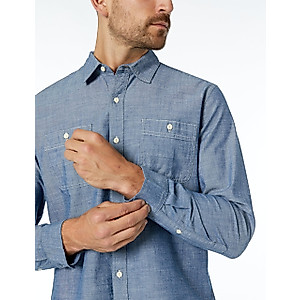 Amazon Essentials Men's Regular-Fit Long-Sleeve Chambray Shirt, Rinsed, X-Large