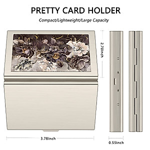 howfateam Credit Card Holder，Slim Card Holder Wallet，RFID protective Metal Card Holders, Credit Cards Card Organizer for Women Men,Black Flower