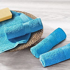 BELIZZI HOME Ultra Soft Cotton Washcloths, Contains 24 Piece Face Cloths 12x12 inch, Ideal for Everyday use Face Towels, Compact & Lightweight Multi Purpose Washcloths - Turquoise Blue
