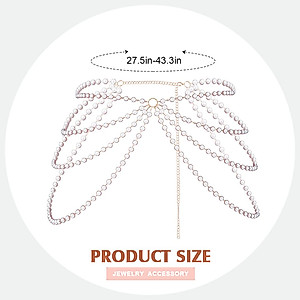 Cosydays Pearl Waist Chain Belt Gold Layered Body Chains Pearl Belly Chain Beach Bikini Chain Party Sexy Body Jewelry Accessories for Women and Girls (Gold)