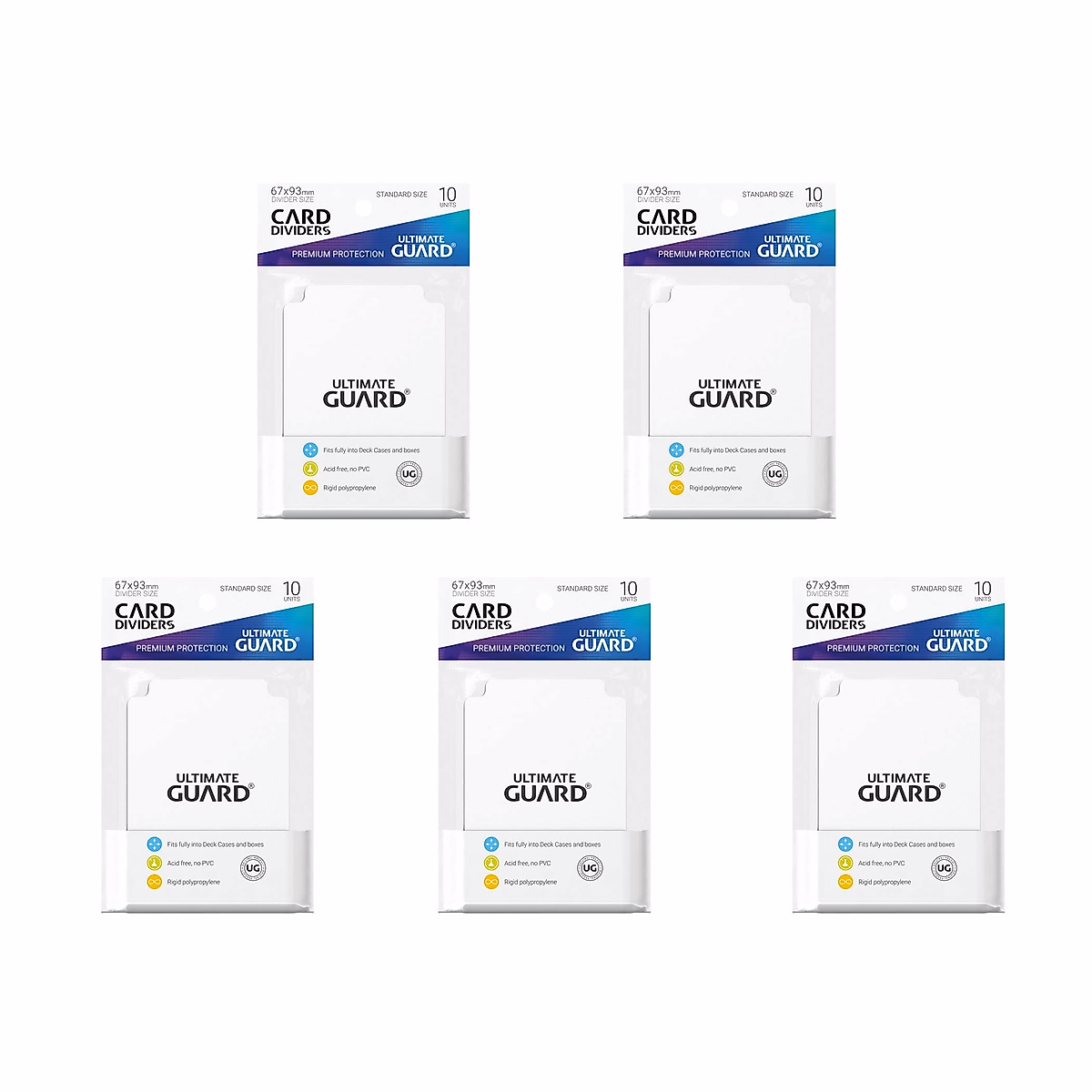 5 Packs Ultimate Guard White Card Dividers (10) Standard Size Value Bundle!
