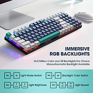 Wireless Mechanical Keyboard,Triple-Mode 2.4G/USB-C/Bluetooth Gaming Keyboard with RGB Backlit,Efficient Numeric Pad,Red Switches,94 Keys Metal Base PBT Compact Quiet Wired Keyboard for PC Mac iPad