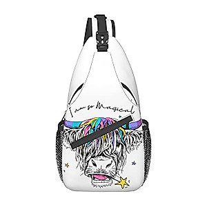 Yrebyou Cow Sling Bag Women Crossbody Chest Backpack Hiking Daypack Men Travel Casual Rideing Outdoor Beach