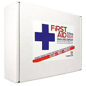 OSHA & ANSI First Aid Kit Refill/Upgrade, 50 Person, 208 Pieces, ANSI 2021 Class B - Includes Splint, Tourniquet, Tools, Single dose and More: Fill Your kit or use to Upgrade to Current regulations…