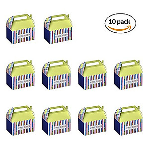 Hammont Paper Treat Boxes - 10 Pack- Party Favors Treat Container Cookie Boxes Cute Designs Perfect for Parties and Celebrations 6.25" x 3.75" x 3.5" (Simchas Purim)