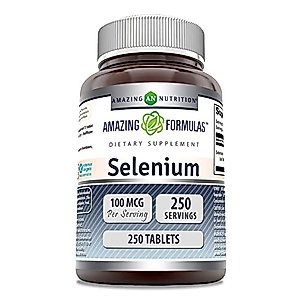 Amazing Formulas Selenium 100 mcg 250 Tablets Supplement | Non-GMO | Gluten Free | Made in USA