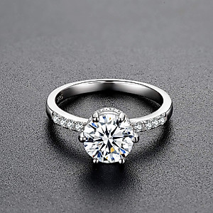 Qings 925 Sterling Silver Eternity Promise Ring for Women,1.5 Carat Round Brilliant Cubic Zirconia CZ Wedding Engagement Ring Size 8