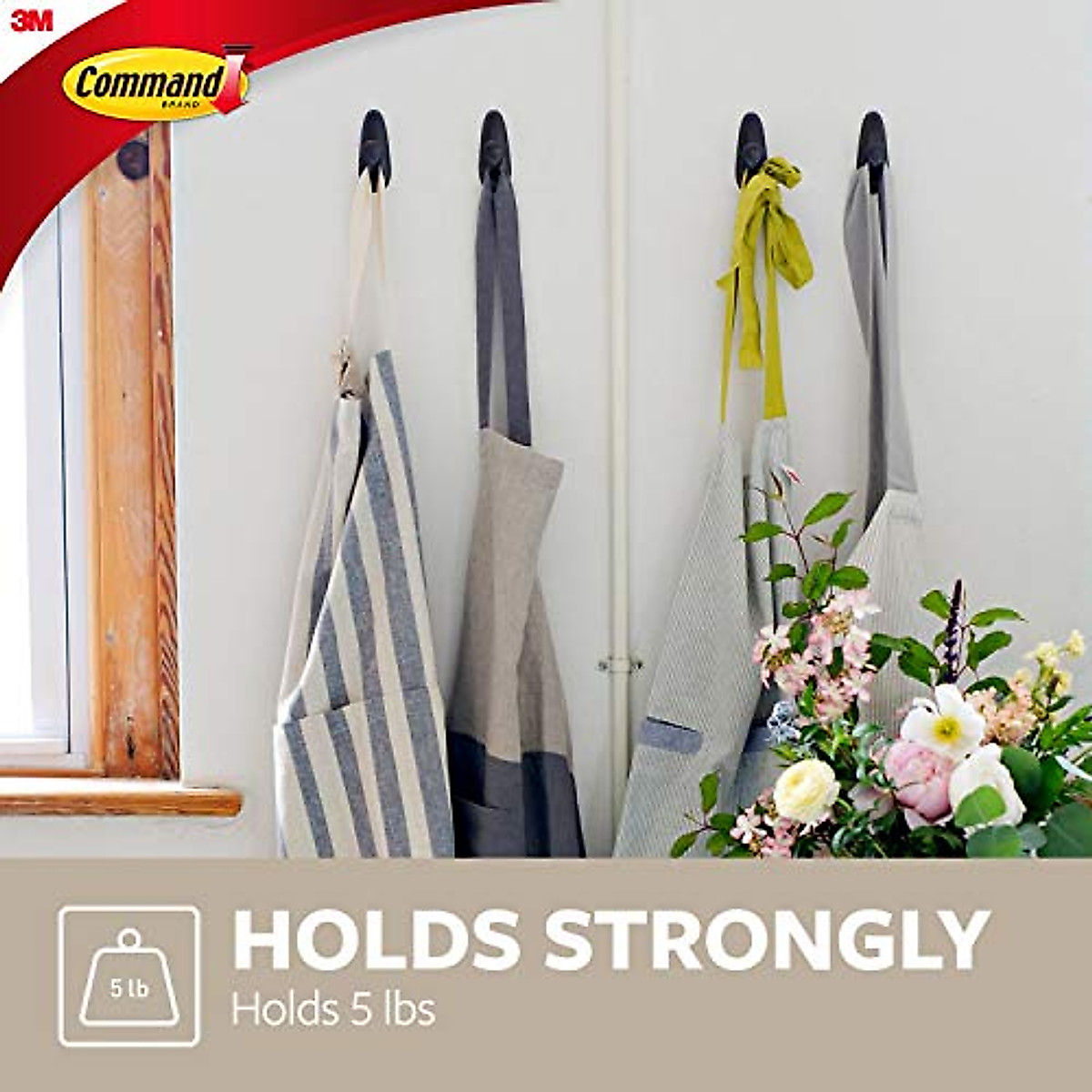 Command Forever Classic Large Metal Wall Hooks, Damage Free Hanging Wall Hooks with Adhesive Strips, No Tools Wall Hooks for Hanging Decorations in Living Spaces, 2 Metal Hooks and 4 Command Strips