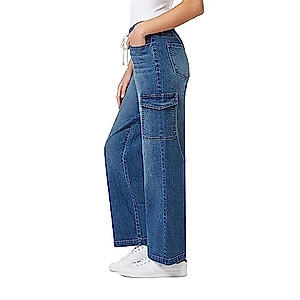 WallFlower Women's Plus Size Tomboy Relaxed Cargo Denim Mid-Rise Insta Stretch Juniors Jeans, Veronica A