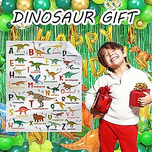 Dinosaur Alphabet Blanket-Dinosaur Blanket for Boys, Girls Dinosaur Gift for Dinosaur Lovers-Cozy Soft Flannel Lightweight and Warm Used for Room Bed Camping 40"x50" for Kids Children