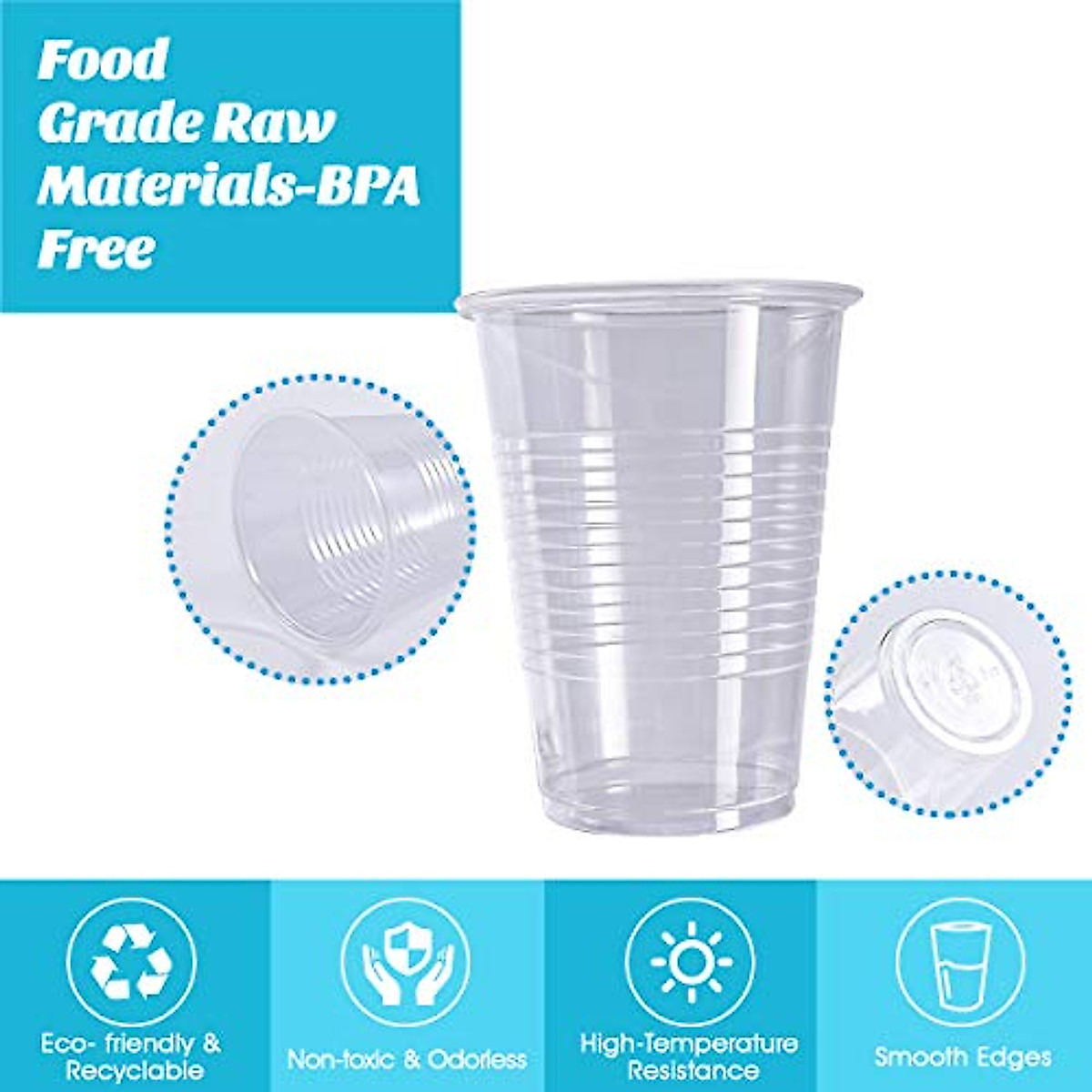 Turbo Bee 500Pack 9 OZ Clear Plastic Cups,Cold Party Drinking Cups,Transparent Plastic Cups Bulk, Disposable Cups for Wedding,Thanksgiving, Christmas Party