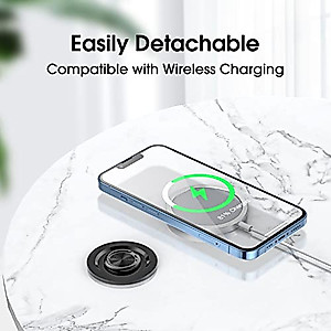 TechMatte Magnetic Phone Ring Holder (Detachable), Compatible with iPhone 14 iPhone 13 iPhone 12, Pro, Max, Mini and MagSafe Case, Wireless Charging Compatible