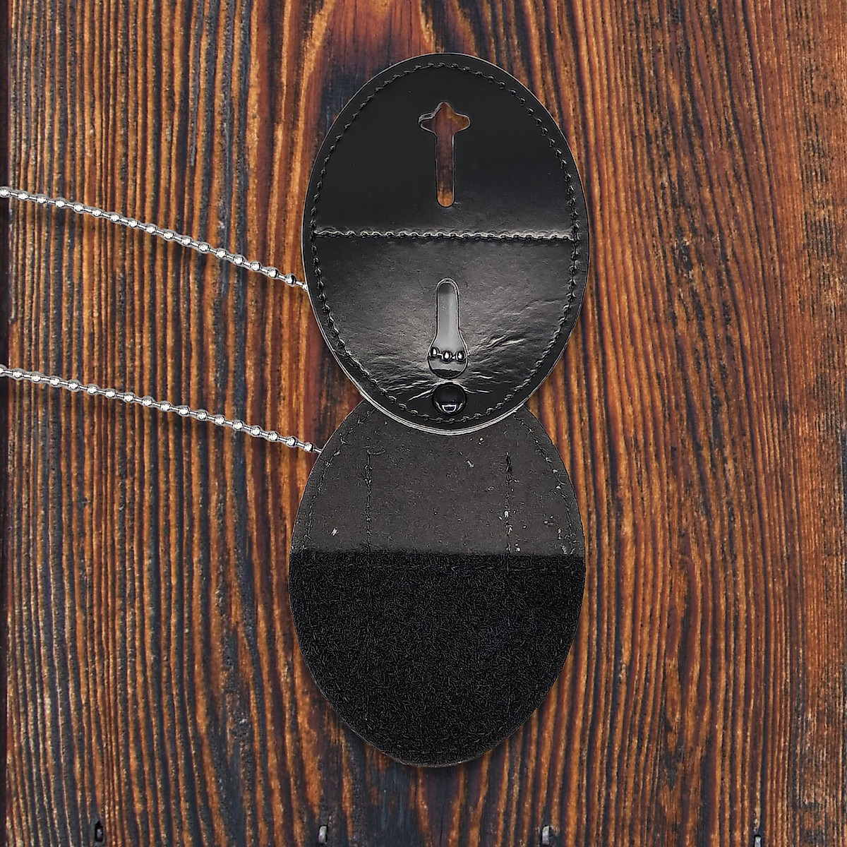 Hero’S Pride™ Universal Shield Leather Badge Holder with Hook & Loop Closure (Holder Only) - Premium Badge Holder for Police, Law Enforcement, Security Officer - Neck Chain Included