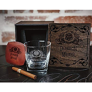 Game Master Gift Idea - Role Game Style Whisky Glass with Gift Box - Presents for Him (Dungeon Master with Dice)