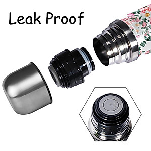 Stainless Steel Leather Vacuum Insulated Mug Flowers Thermos Water Bottle for Hot and Cold Drinks Kids Adults 16 Oz