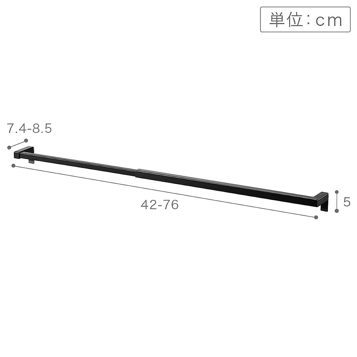 Yamazaki 5693 Extendable Long Towel Hanger Bar, Black, Approx. W16.5 - 29.9 x D 3.9 x H 2.8 inches (42 - 76 x 7.4 - 8.5 x 5 cm), Tower, Kitchen Storage, Towel Rack, Kitchen Accessories