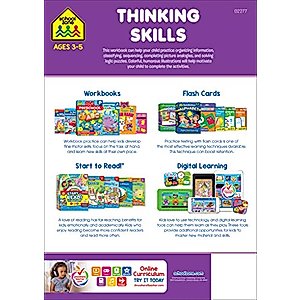 School Zone - Thinking Skills Workbook - 64 Pages, Ages 3 to 5, Preschool to Kindergarten, Problem-Solving, Logic & Reasoning Puzzles, and More (School Zone Get Ready!™ Book Series)