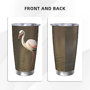 3d Flamingo 20oz Tumbler, Car Cup With Lid And Straw, Spill-Proof, Stainless Steel Double Wall Vacuum Insulated Reusable Coffee Travel Mug, For Cold Drinks, Hot Beverage