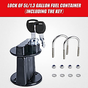 5L Emergency Backup Gas Can 1.3 Gallon Petrol Diesel Storage Gas Tank Fuel Container with lock & key Black Compatible With Motorcycle SUV ATV Most Cars Yacht