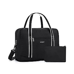 For Spirit Airlines Personal Item Bag 18x14x8 BAGSMART Foldable Travel Duffel Bag Tote Weekend Overnight Bag Carry on Luggage for Women and Men(Black)