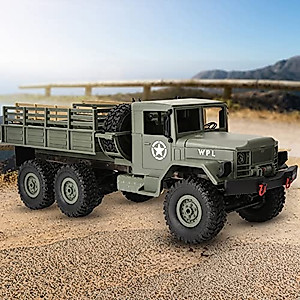 RiToEasysports RC Military Truck, 2.4Ghz 6WD Off Road Remote Control Car Toy Anti Interference RC Army Cars Ideal Kids Adults (OD Green)