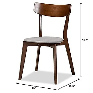 Baxton Studio Iora Mid-Century Modern Transitional Light Grey Fabric Upholstered and Walnut Brown Finished Wood 4-Piece Dining Chair Set