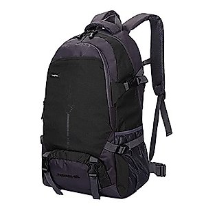 LLPUSLUO 45L Climbing Backpack Rucksack Outdoor Bag Travel Backpacks Waterproof Hiking Back Pack Women Trekking Bag for Men (Black)
