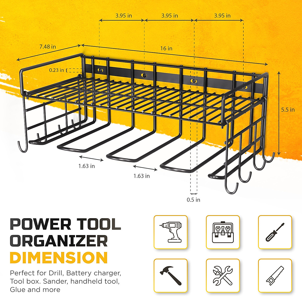 Voltigrip Power Tool Organizer Wall Mount- Heavy-Duty 2-Layers Tool Organizers and Storage for Garage and Workshop – Power Tool Holder, Drill Organizer & Power Tool Storage for Efficient Utility