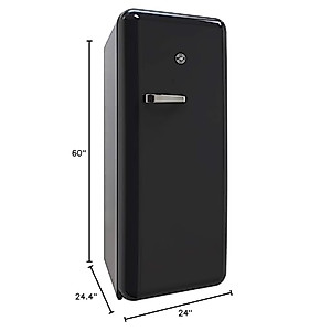 BRAMA Retro Fridge with Top Freezer 9.9 Cu.Ft. Full Refrigerator for Apartment, Condo, House, Kitchen, 24-Inch, Black