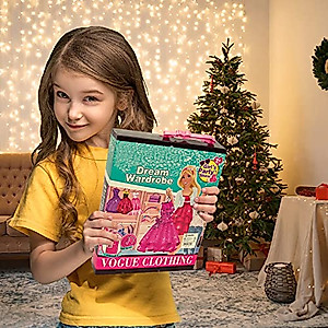 Doll Closet Wardrobe with 11.5” Fashion Doll and and Doll Accessories, Including 4 Dresses, 3 Pairs of High Heel Shoes, Tote Bag and Doll's Hair Clips, Gift for Girls for Christmas and Birthday