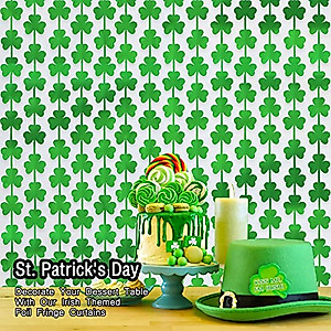 LOLStar 3 Pack St. Patrick's Day Foil Fringe Curtains Lucky St Patricks Day Party Decorations 3.3 x 6.6 ft Shamrock Tinsel Curtain Photo Prop Backdrop Streamer Backdrop for Irish Party Decoration
