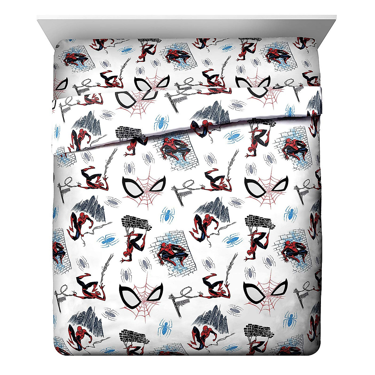 Jay Franco Marvel Spiderman Crawl Queen Sheet Set - 4 Piece Set Super Soft and Cozy Kid’s Bedding - Fade Resistant Microfiber Sheets (Official Marvel Product)