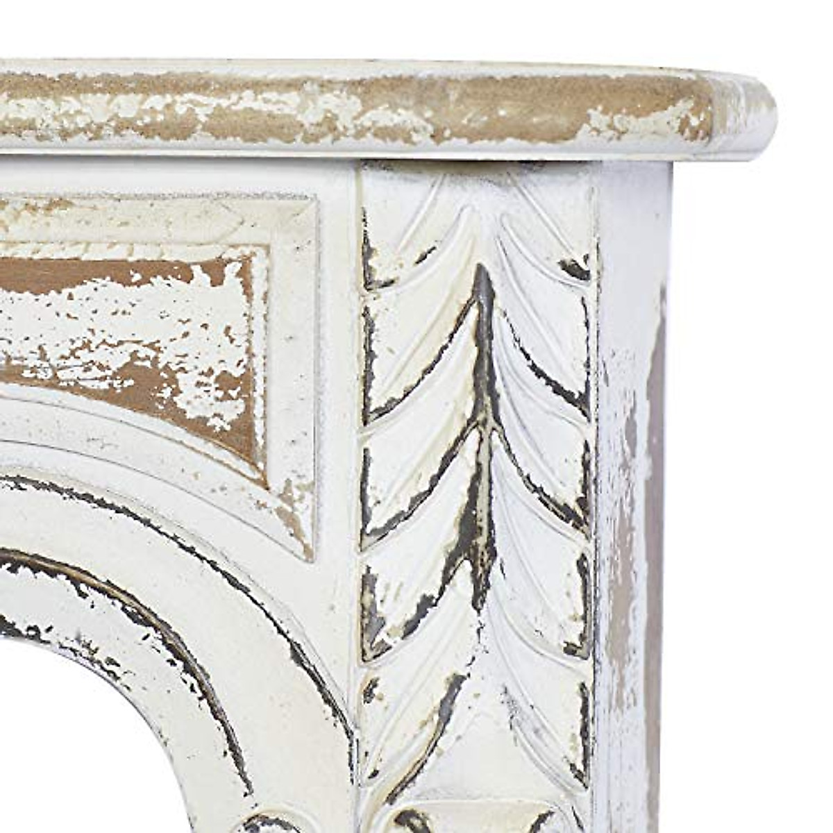 Deco 79 Wood Scroll Distressed 1 Shelf Wall Shelf, 36" x 6" x 9", White
