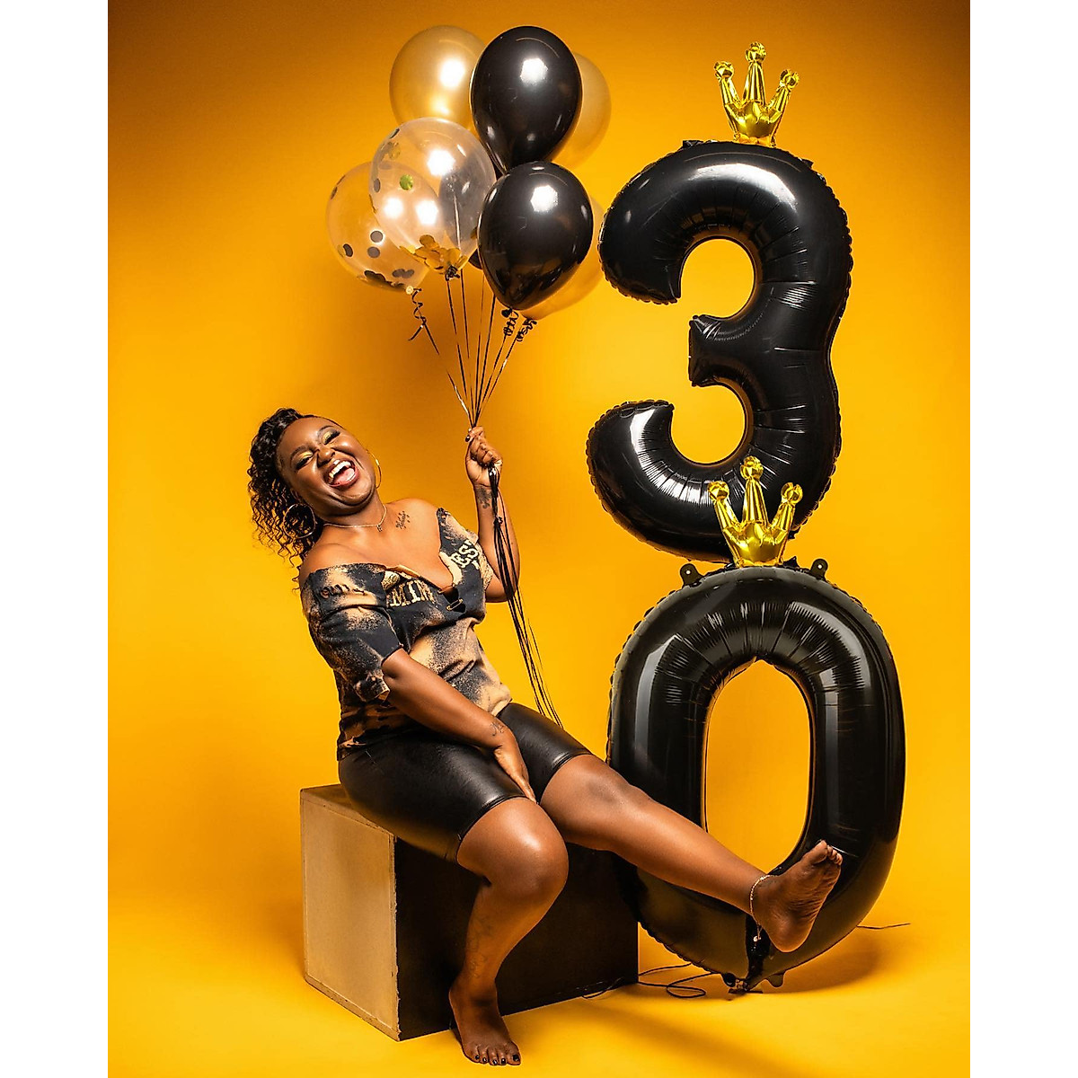 Number 7 Balloon 40 in, Black Seven Birthday Decorations, 7th Balloon Number,Wednesday Addams Party Decorations, 7 70 Year Old Balloon