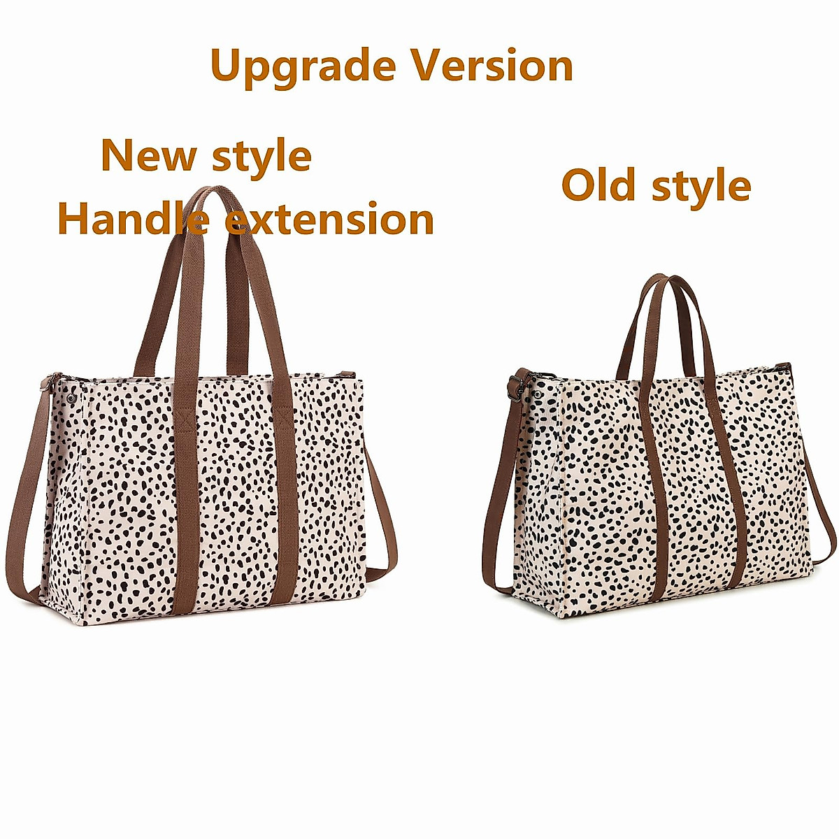 Laptop Tote Bag for Women Work Shoulder Bags 15.6 inch Canvas Laptop Computer Purse Messenger Teacher Handbag Business Office Briefcase (Leopard - Apricot)
