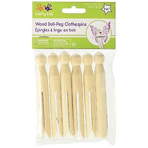 Multicraft Imports Wood Doll-Peg Clothespins Round-Natural 4.25" 6/Pkg (27126926)