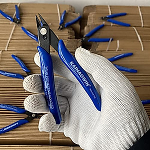 KAIHAOWIN Micro Wire Cutters with Spring, 5 Pack, 5 inch Precision Mini Flush Cutters Bulk, Nippers, Flush Cutting Pliers, Wire Snips, Small Side Cutters for Electronics Crafts Jewelry-Blue
