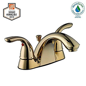Glacier Bay Builders 4 in. Centerset 2-Handle Low-Arc Bathroom Faucet in Polished Brass