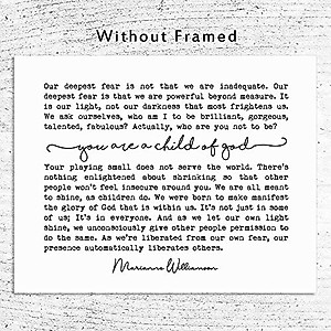 Our Deepest Fear Wall Art, Inspirational Quotes, Motivational Art Print, You Are A Child of God, 8 x 10 Inches Unframed